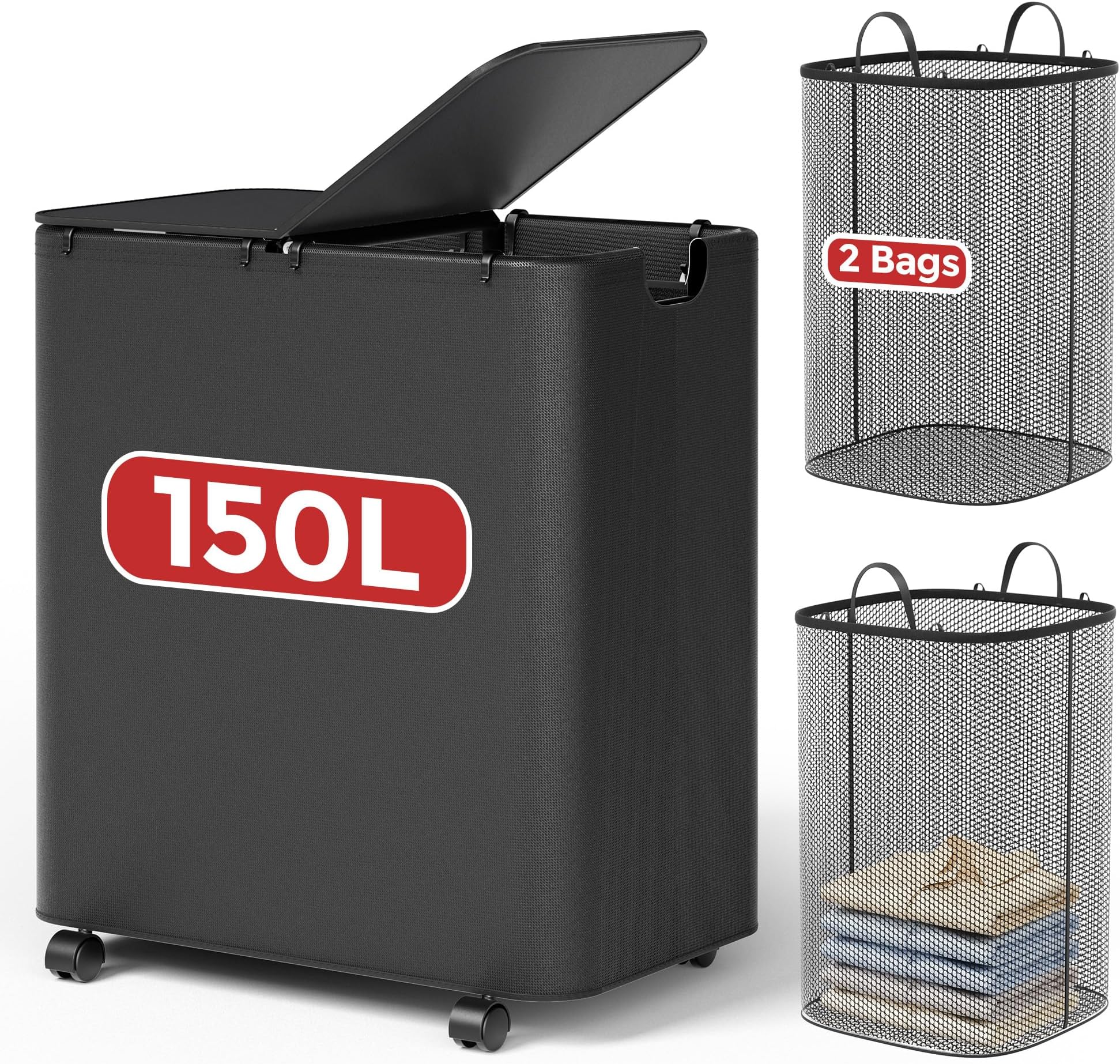 Amazon.com: Yecaye 150L Laundry Hamper with Wheels, Rolling Laundry ...