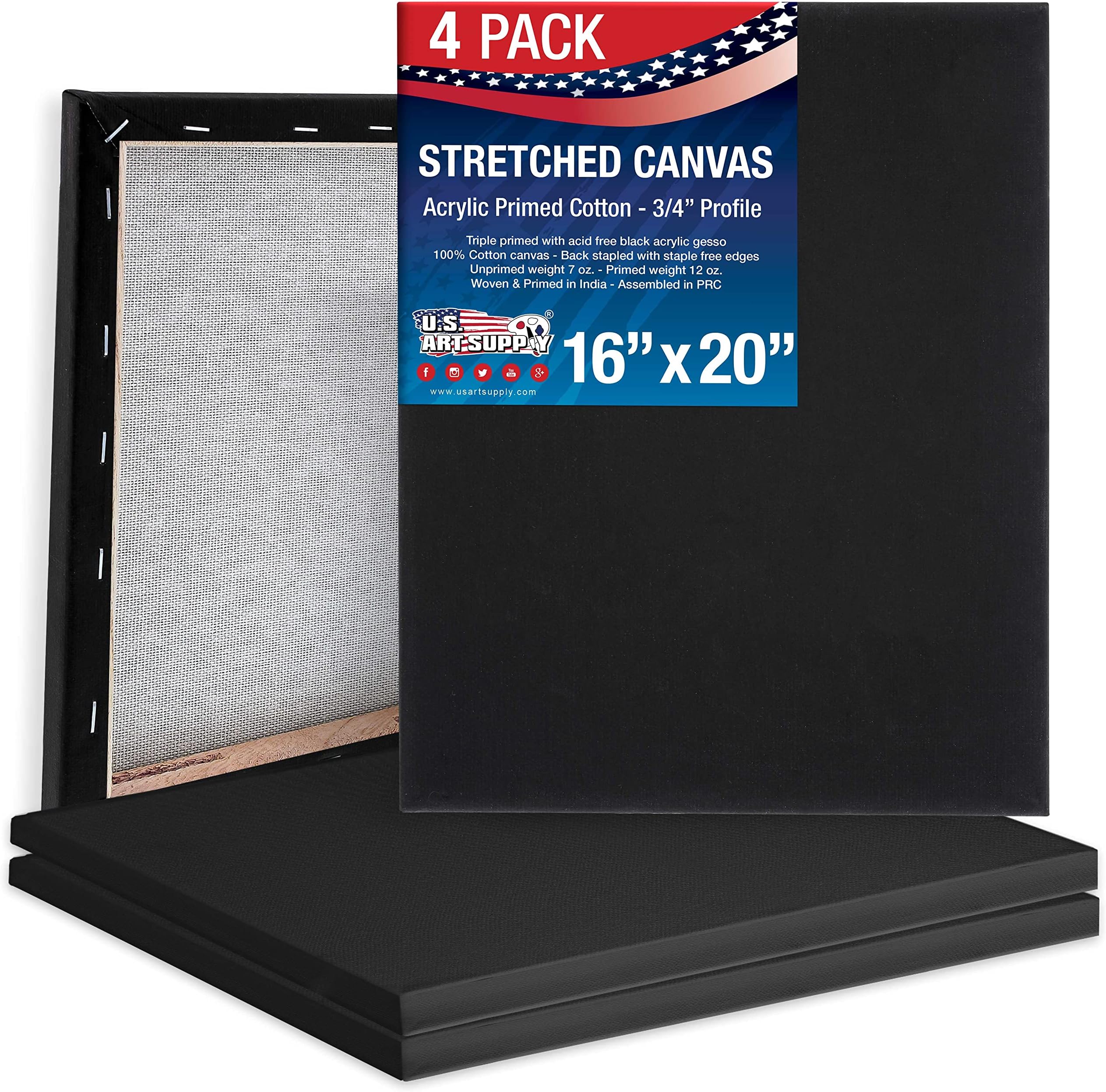 Amazon.com: Practica Economy Black Stretched Cotton Canvas - Acid-Free ...