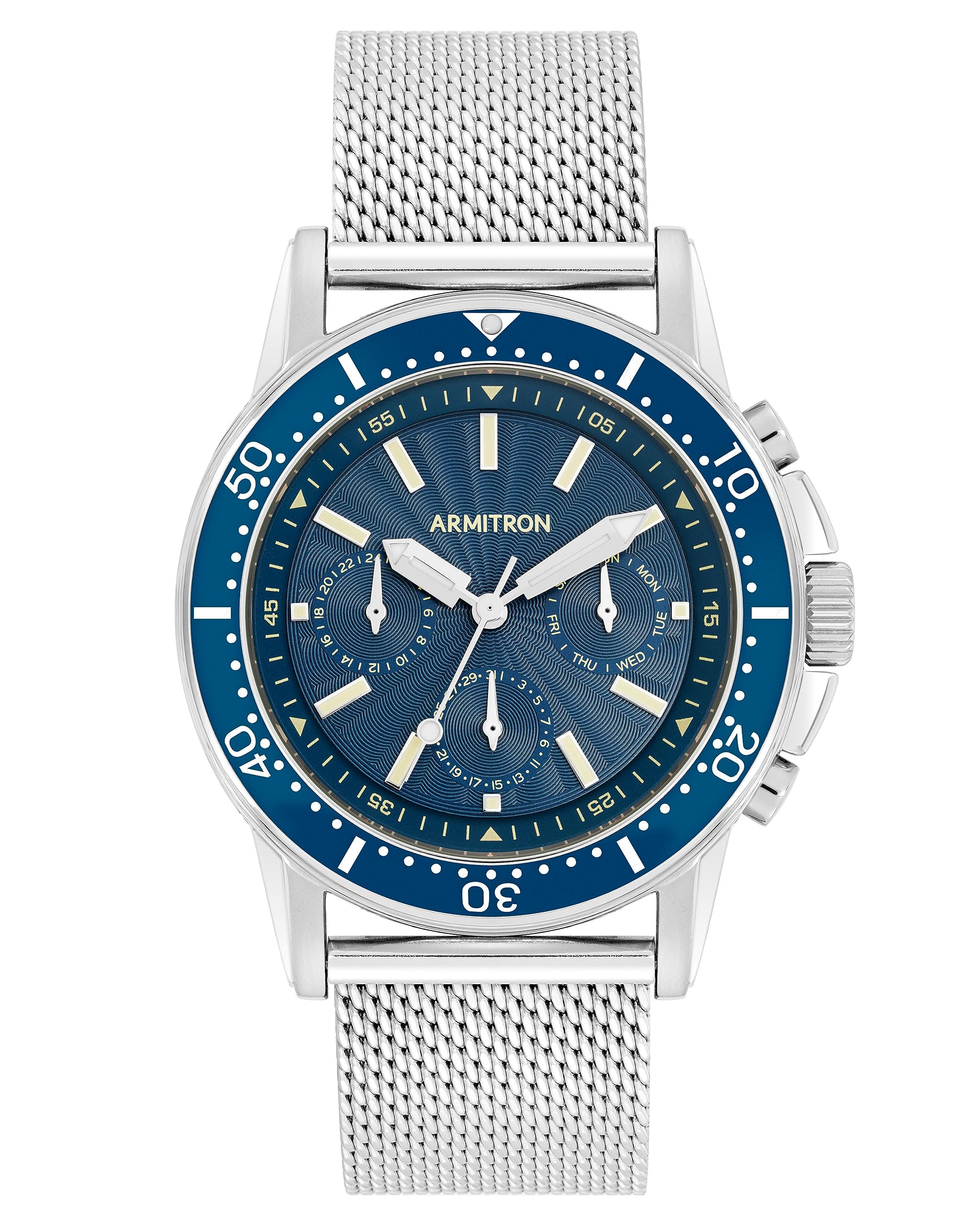Amazon.com: Armitron Men's Analog Chronograph Navy Dial Silver-Tone ...