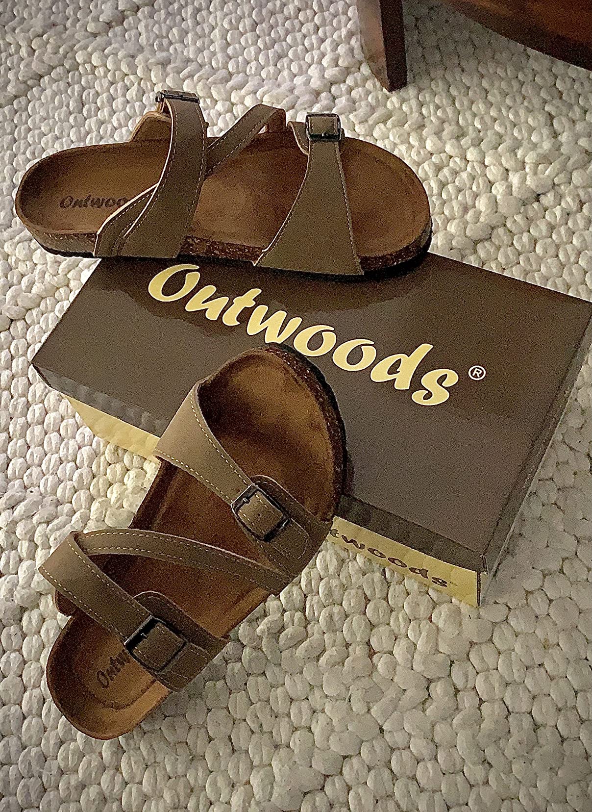 Amazon.com | OUTWOODS Bork-56 Women's Strappy Buckle Slide Sandals | Slides