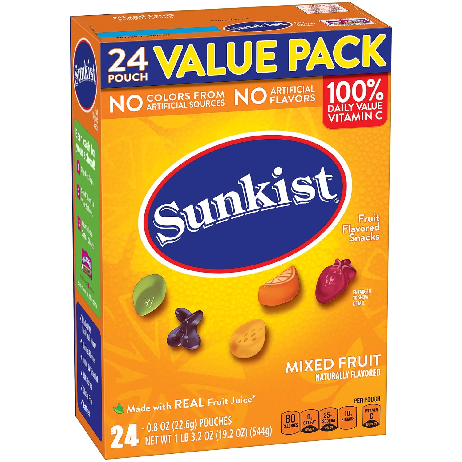 Amazon.com: Sunkist Fruit Snacks, Mixed Fruit Gluten Free Snacks, Value ...