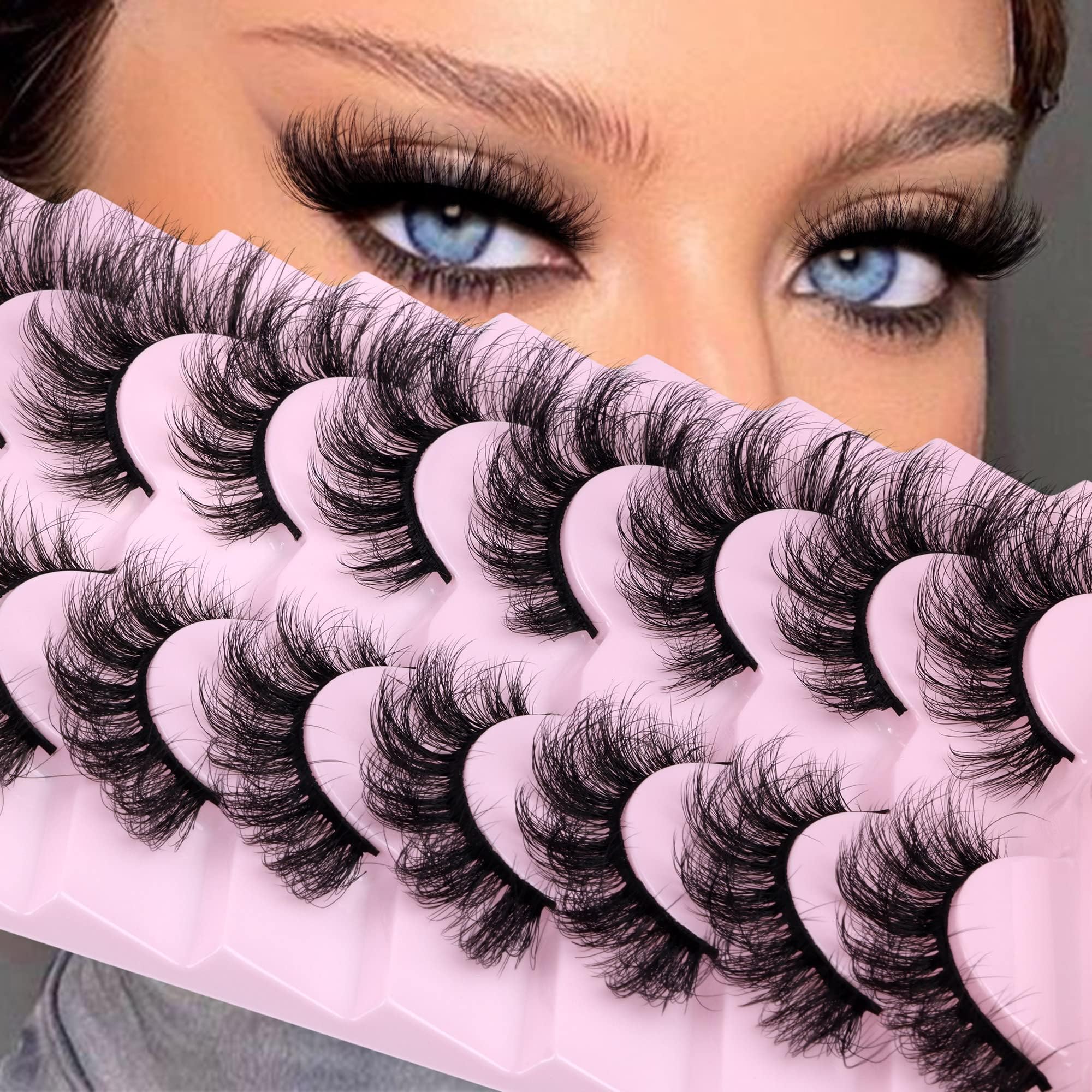 Amazon.com: 3 Styles Fluffy Mink Eyelashes 100% Siberian 3D Mink Fake ...
