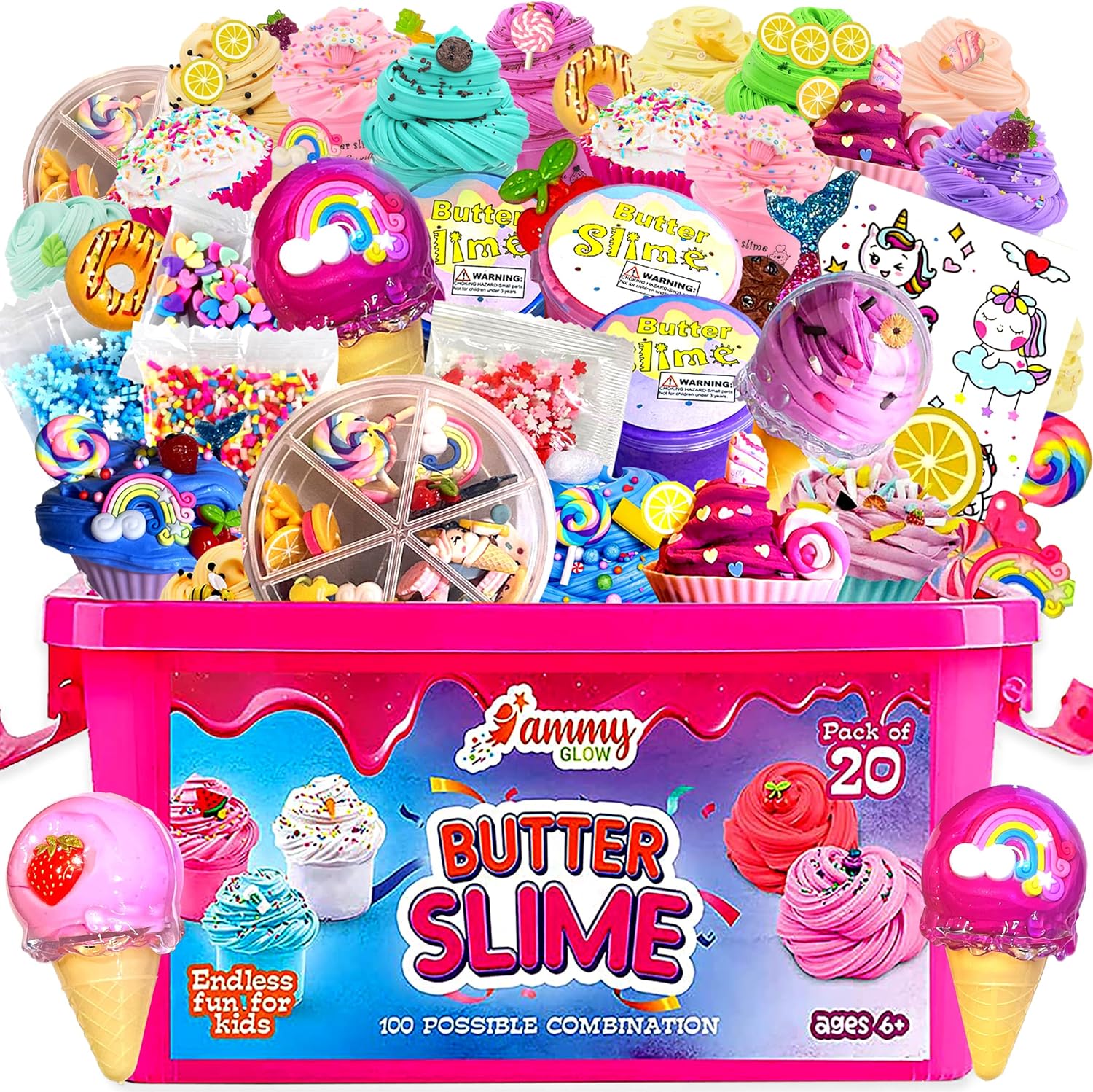 Amazon.com: Jumbo Butter Slime Kit for Girls Ages 8-10-49 pcs w ...
