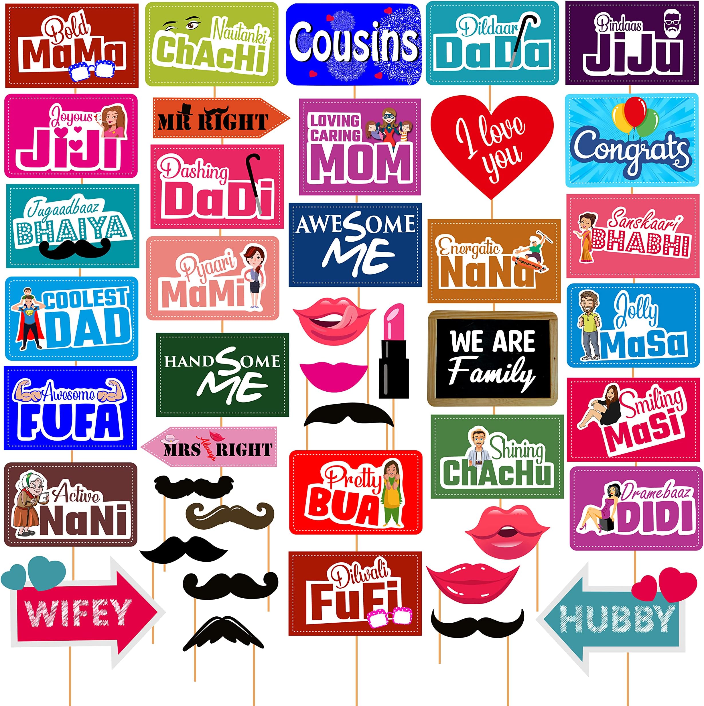 SYGA Funny Wedding Family Party Photo Booth Props Craft Item, Multi ...