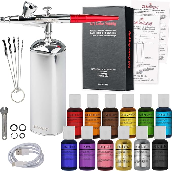 Amazon.com: U.S. Cake Supply - Complete Cordless Handheld Airbrush Cake ...