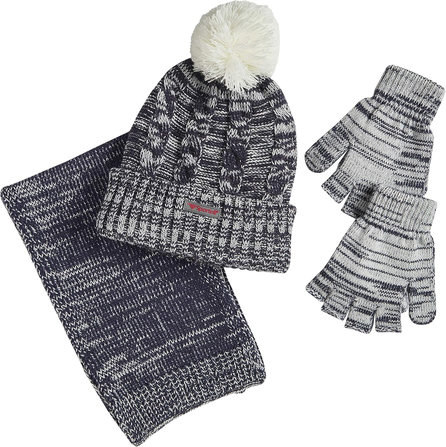 Amazon.com: Sportoli Women’s Girls’ kids 3-Piece Cable Knit Cold ...