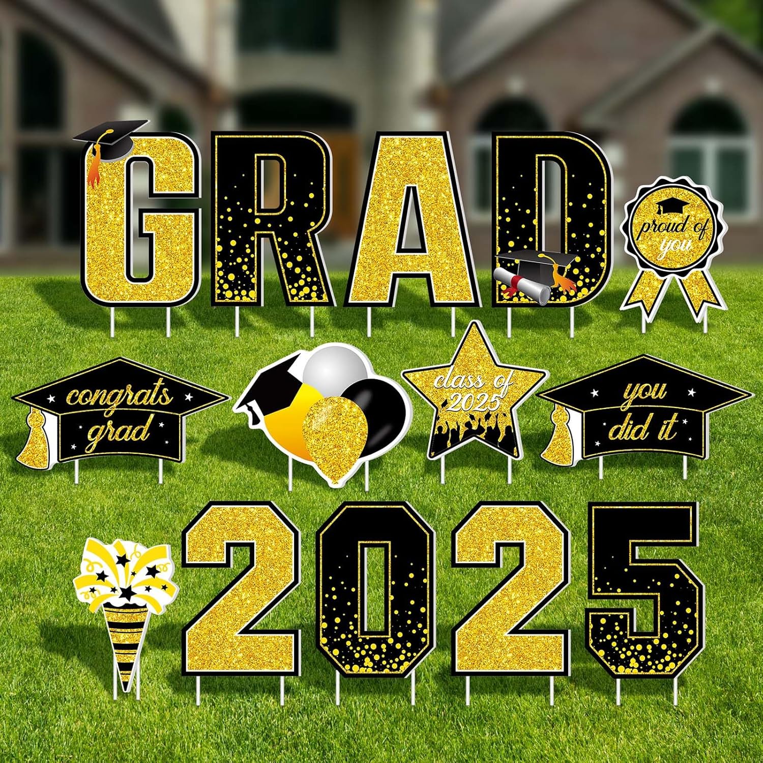 Amazon.com : 14pcs Graduation Yard Signs Class of 2025,Graduation ...