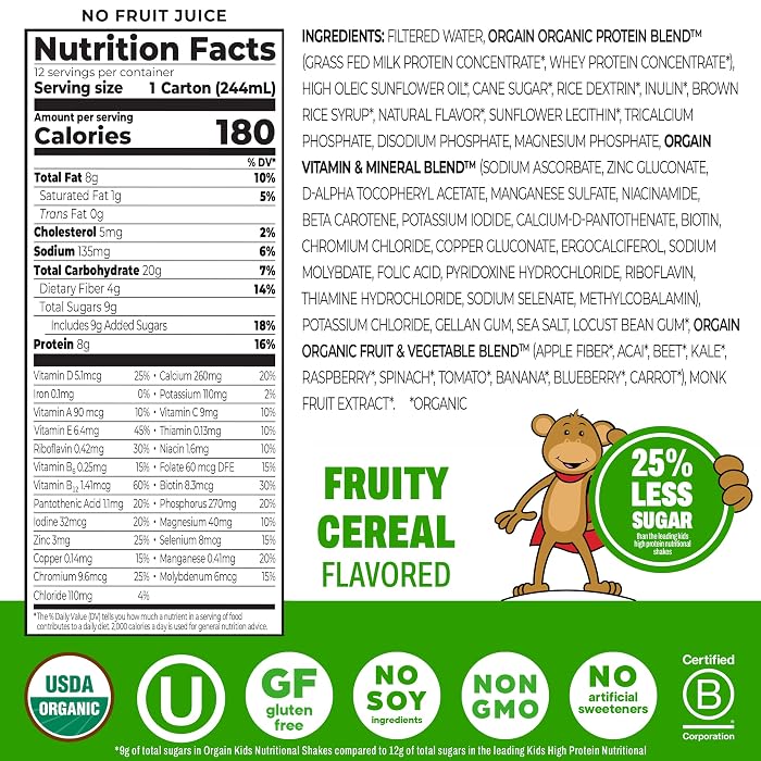 Snapklik.com : Organic Kids Nutritional Dairy Protein Shakes, Fruity ...