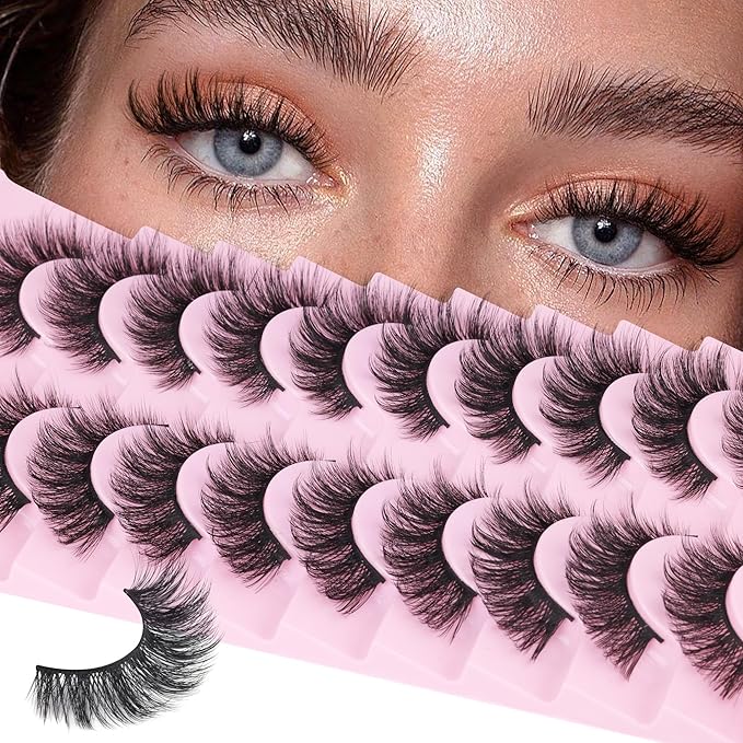 Amazon.com: HeyAlice False Eyelashes Wispy Lashes Mink Fluffy Lashes ...