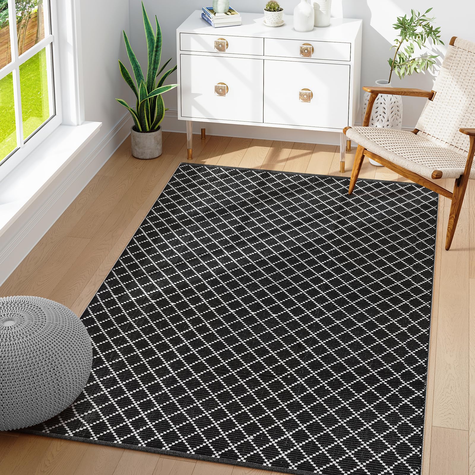 Amazon.com: Lahome Black Rug for Living Room, Washable Rugs 3x5 Black ...