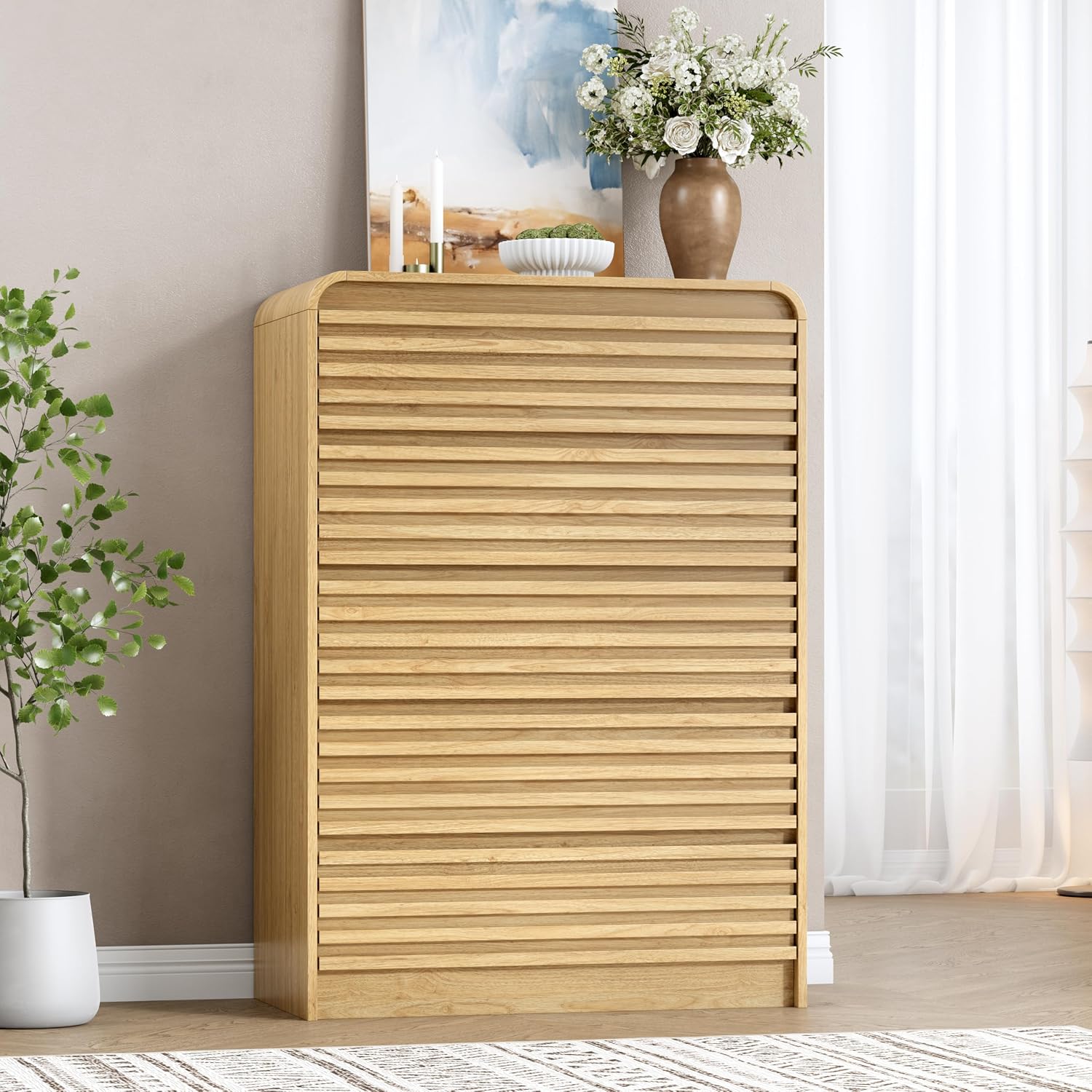 Amazon.com: METOTI Fluted 5 Drawer Dresser for Bedroom, 45" Tall Wood ...