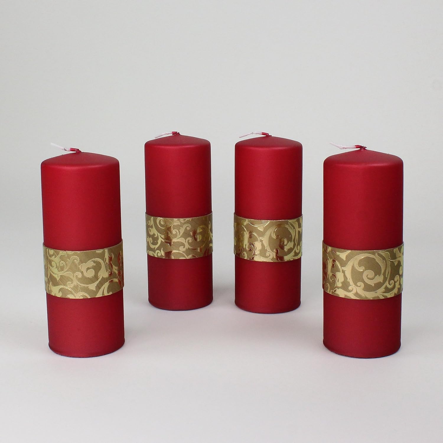 Amazon.com: pillar candles PHILIP 150/60mm safe candles ruby gold, set of 4