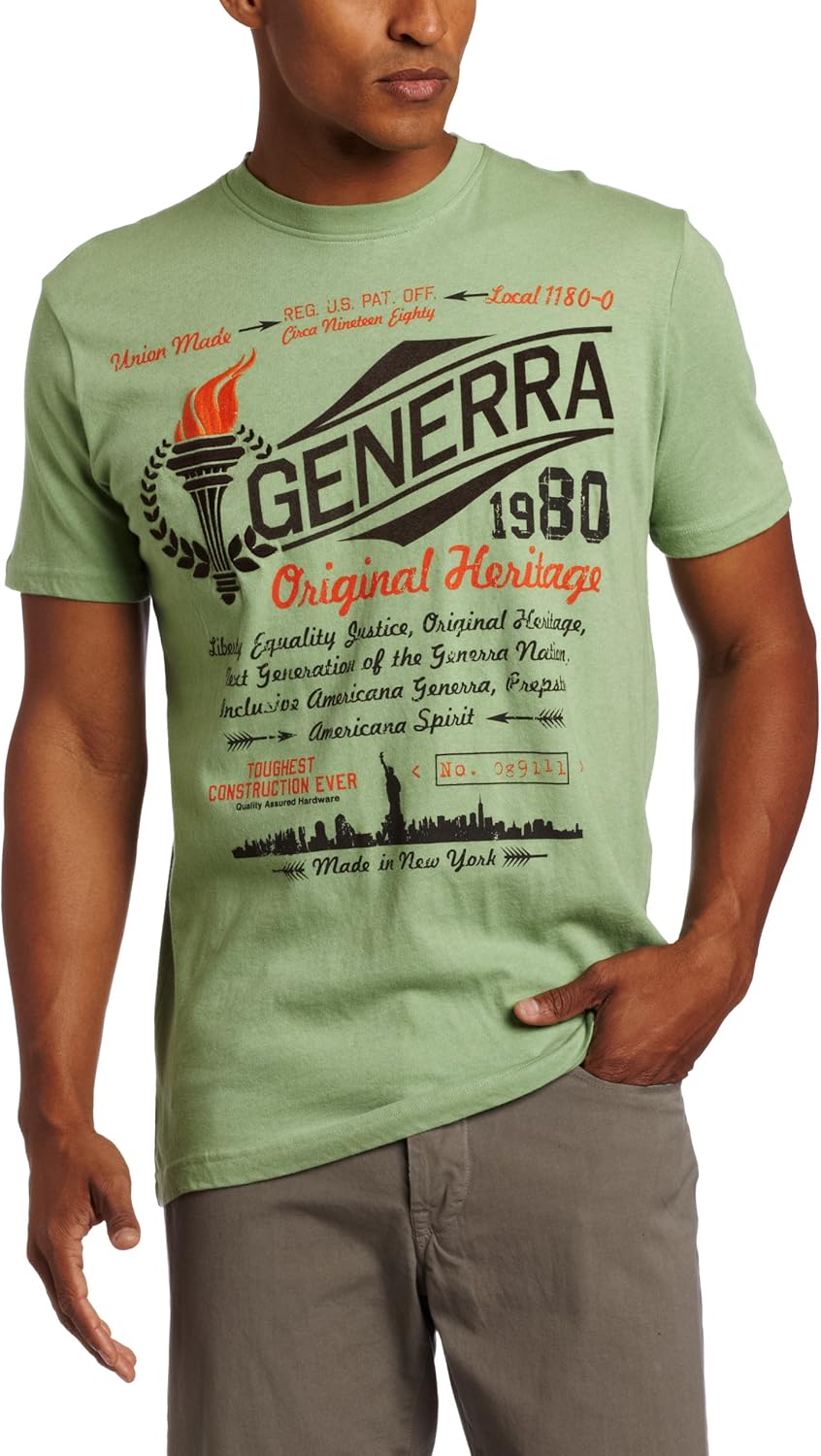 Generra Men's Graphic Banner Short Sleeve T-Shirt, Moss, Medium ...
