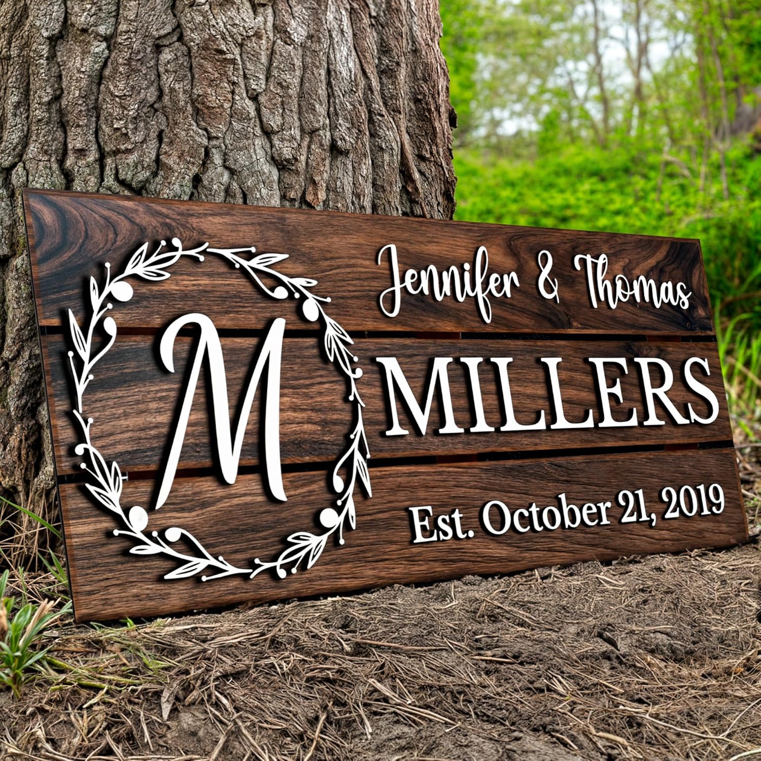 Amazon.com: Personalized Wooden Monogram Family Sign with Couples Names ...