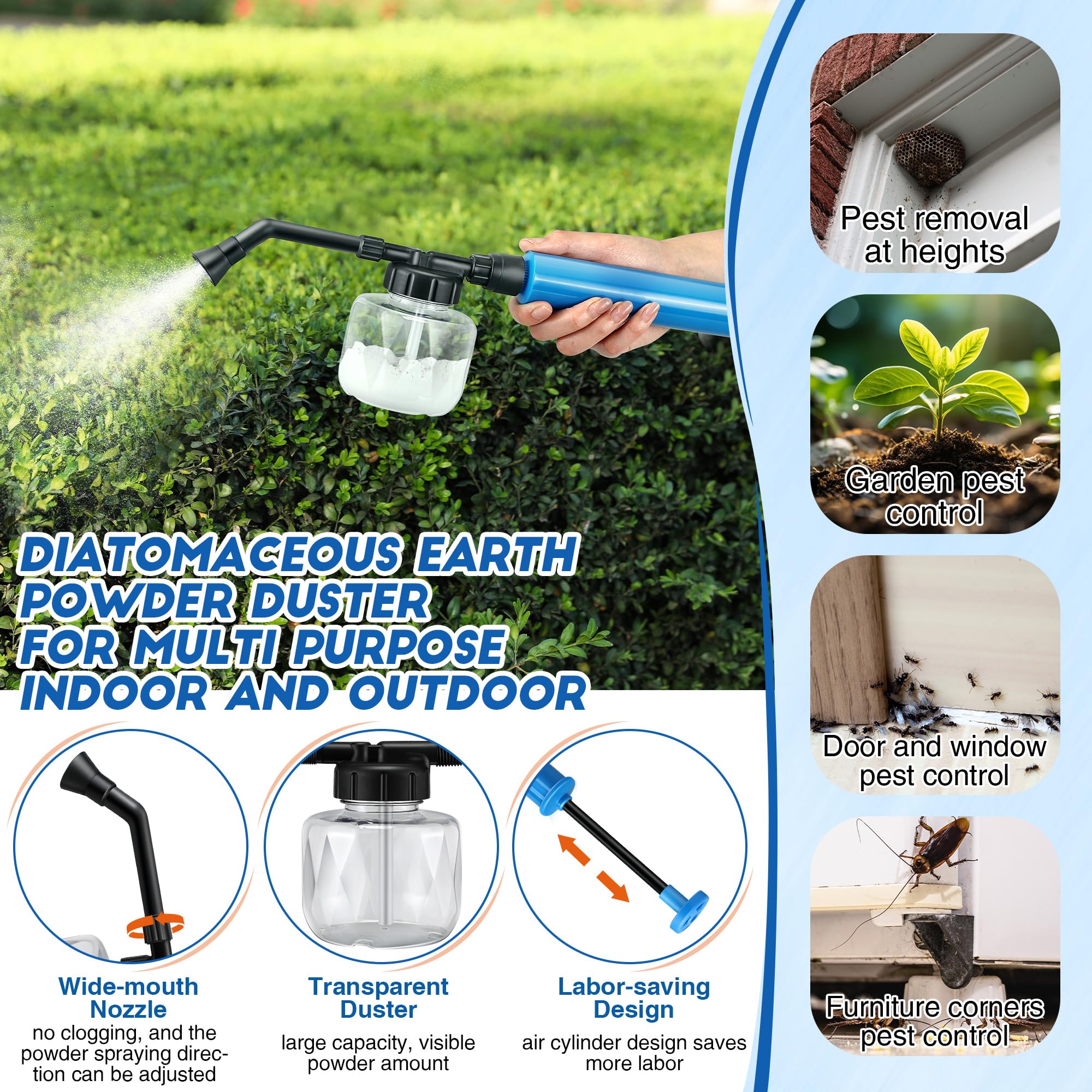 Snapklik.com : 2 Pack Diatomaceous Earth Duster, 250ml Garden Powder ...