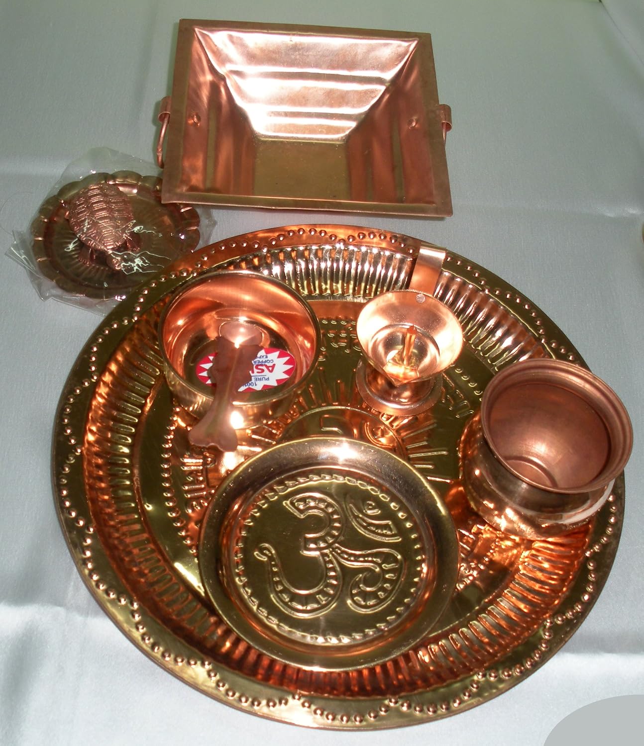 Amazon.com: ANYA Copper Pooja Thali Set,Copper hawan kund : Home & Kitchen
