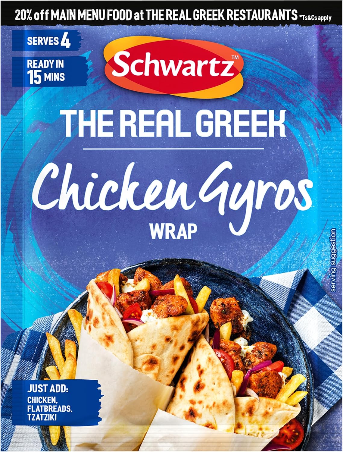 Schwartz x The Real Greek Chicken Gyros Wrap Recipe Mix, 20g : Amazon ...