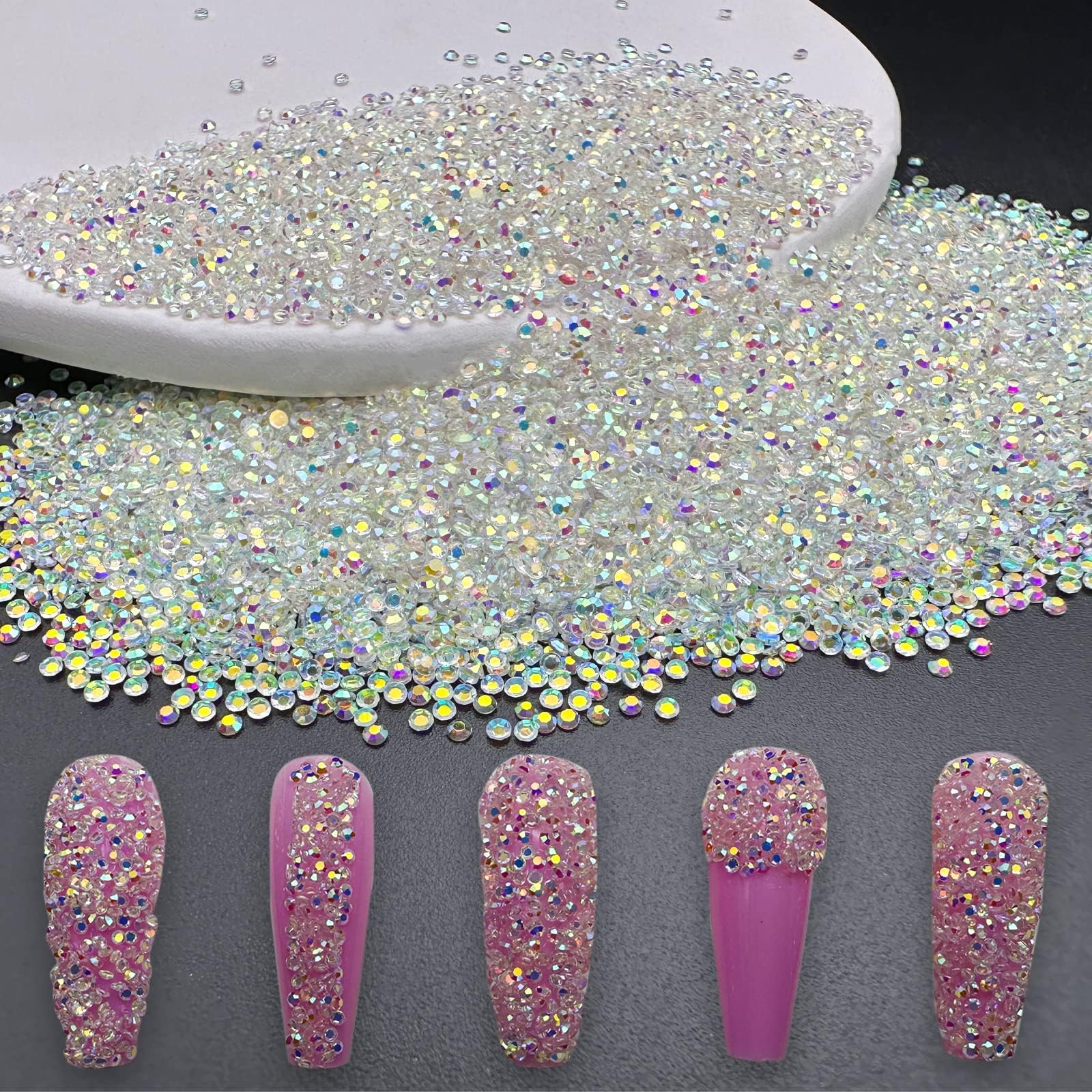 Amazon.com: HINABTRU 8000 Light Pink Micro 1.2mm Pixie Crystals - Nail Rhinestones & Sugar Nails ...