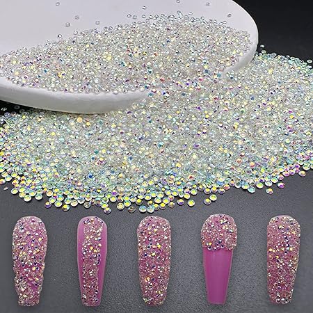 Amazon.com: HINABTRU 10000 Pixie Nail Crystals Rhinestones Micro Glass Diamonds Stone-AB Pixie ...