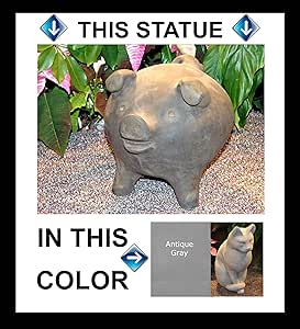 PIG Chanchito STATUE 9" GRAY CONCRETE Cast Cement GARDEN Outdoor ...