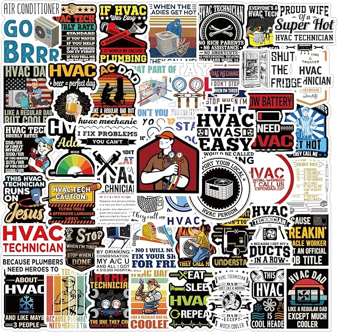 Amazon.com: 56Pcs HVAC Electric Welder Stickers Pack, Aesthetic Vinyl ...