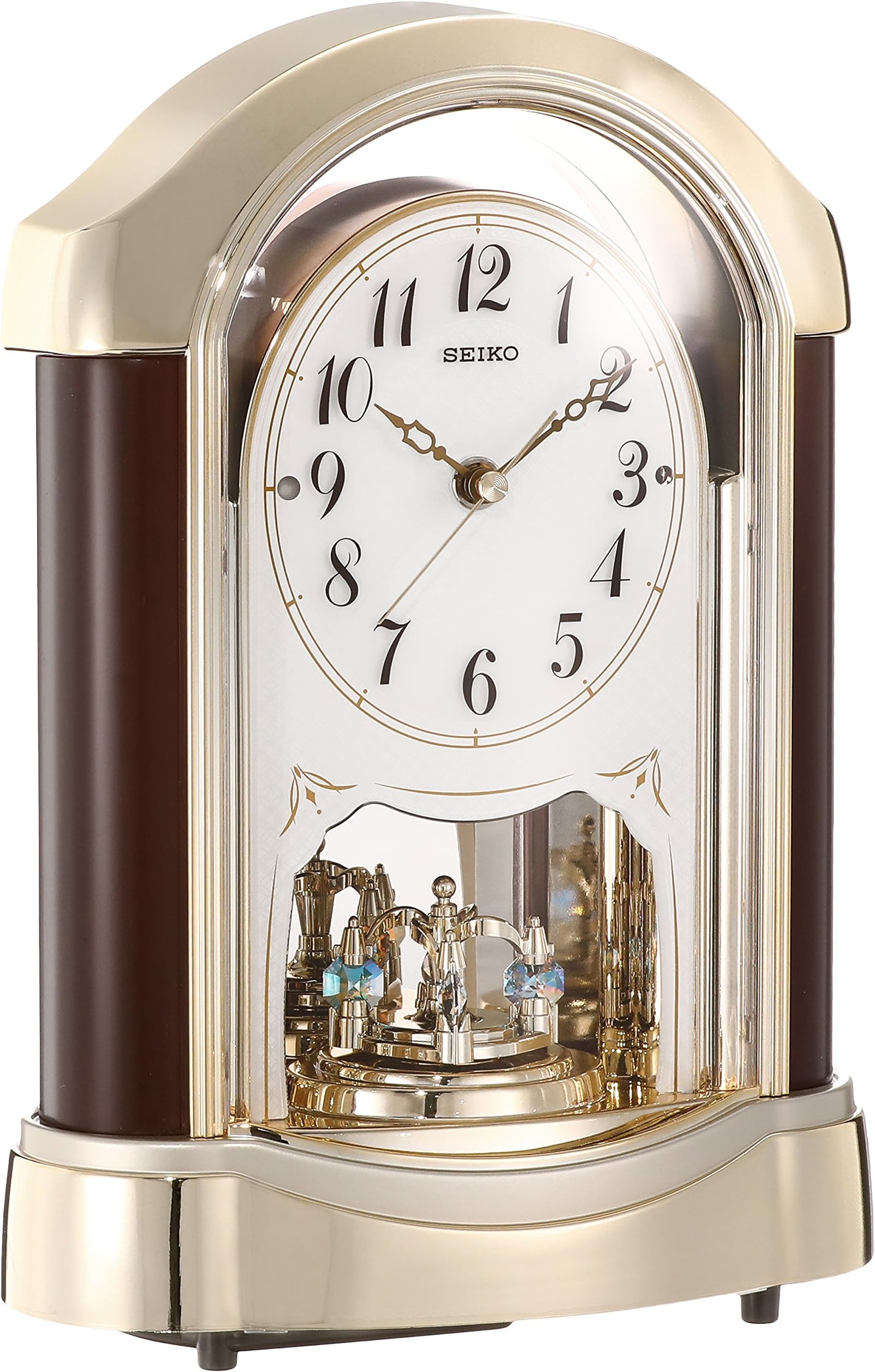 Amazon.co.jp: セイコー クロック 置き時計 スタンダード 電波時計 ツイン・パ 茶 メタリック BY239B SEIKO ...