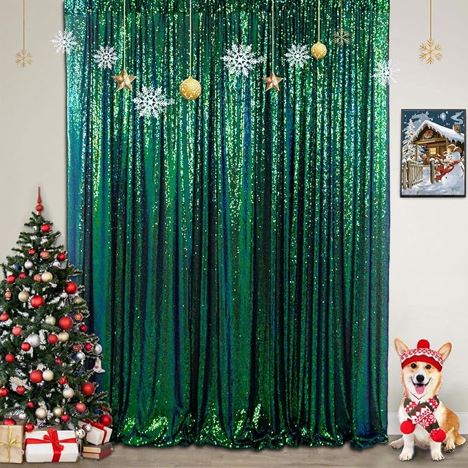 Amazon.com : ShinyBeauty 5FT x 7FT Iridescent Green Sequin Backdrop ...