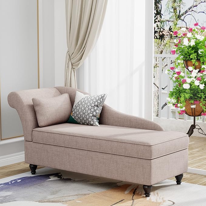 Amazon.com: Modern Chaise Lounge Indoor with Storage Fabric Chaise ...