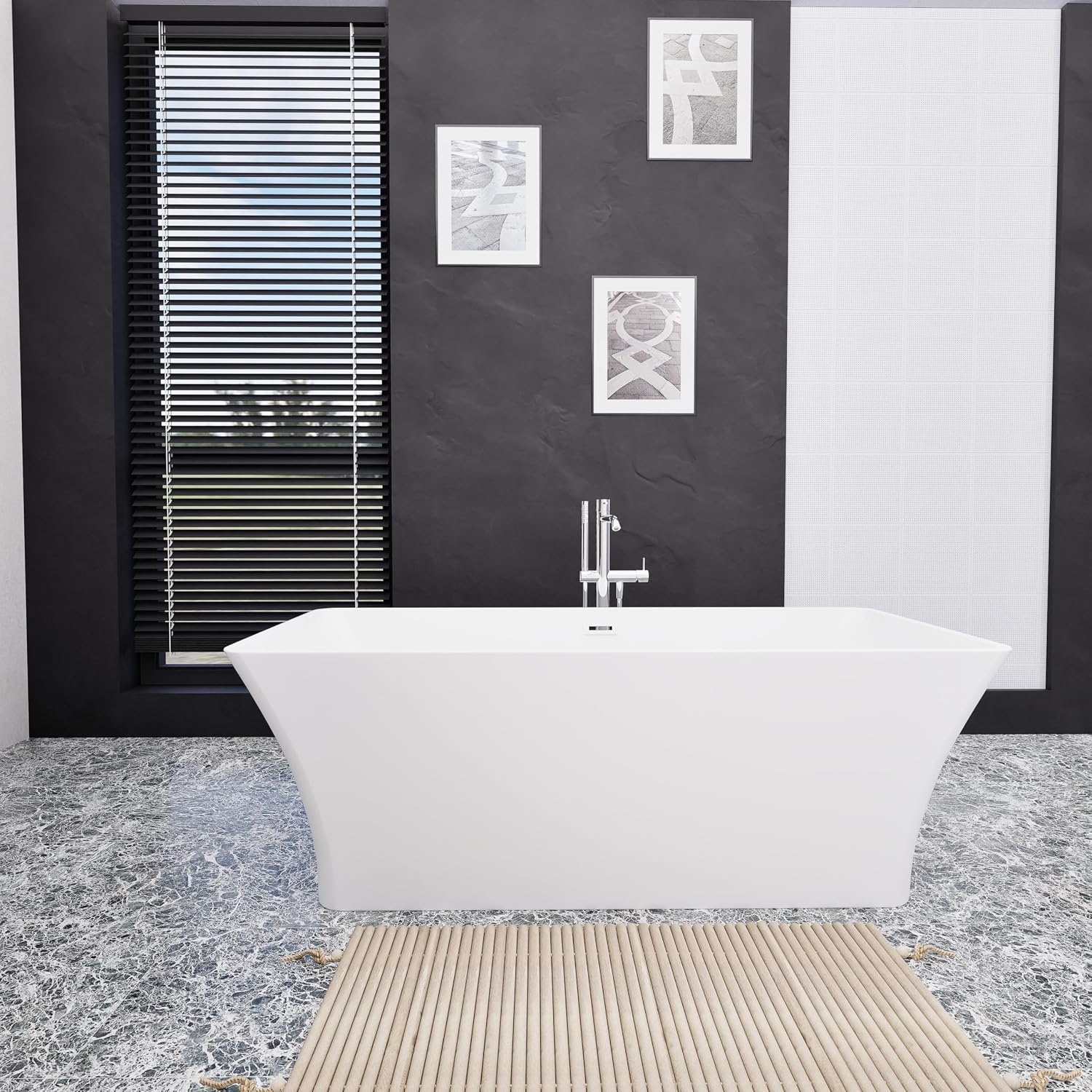 BuildMyplace Liberty 67" Freestanding Contemporary Acrylic Bathtub ...