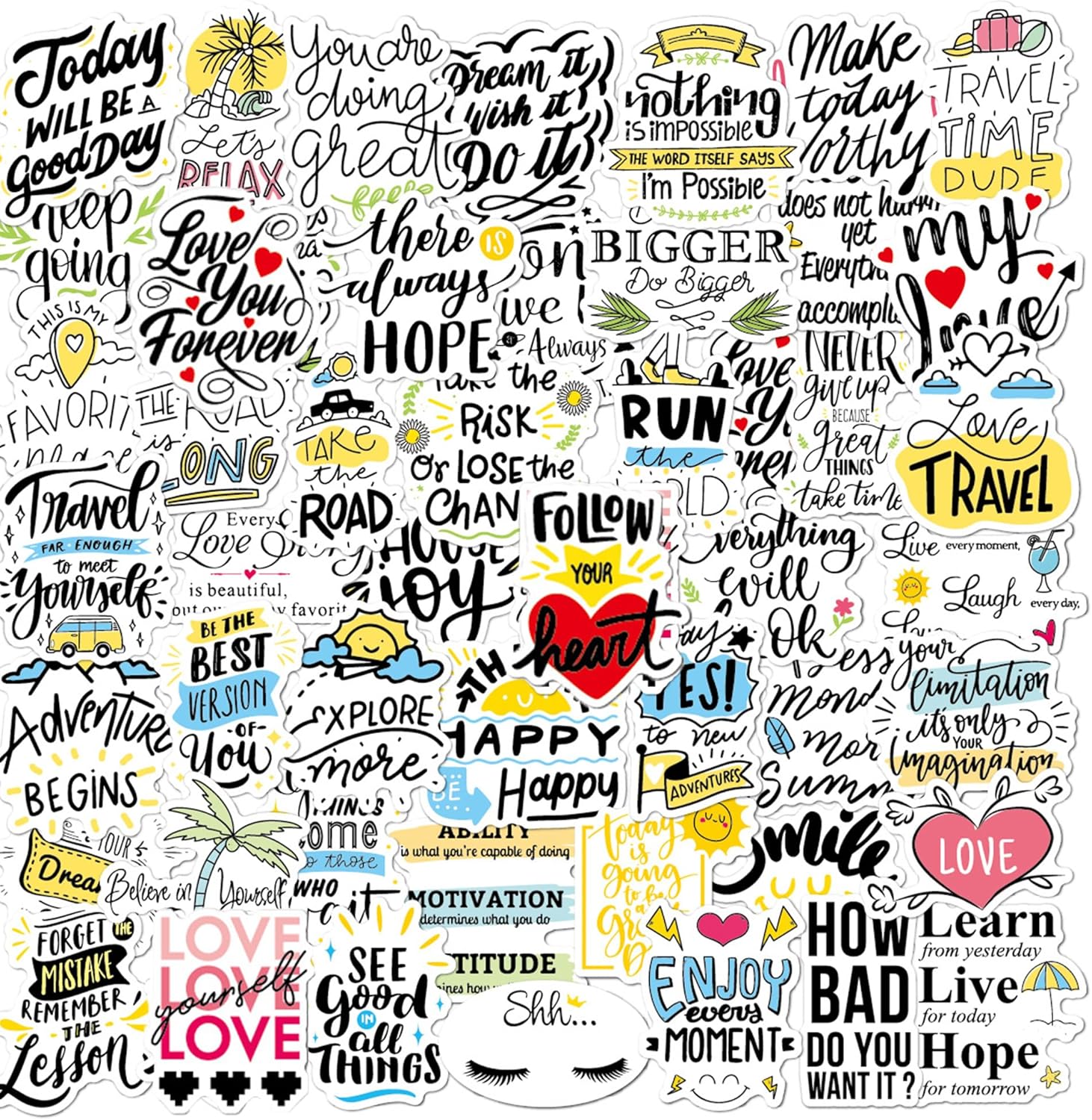 Calcomanías inspiradoras bonitas, 50 unidades, calcomanías de ...