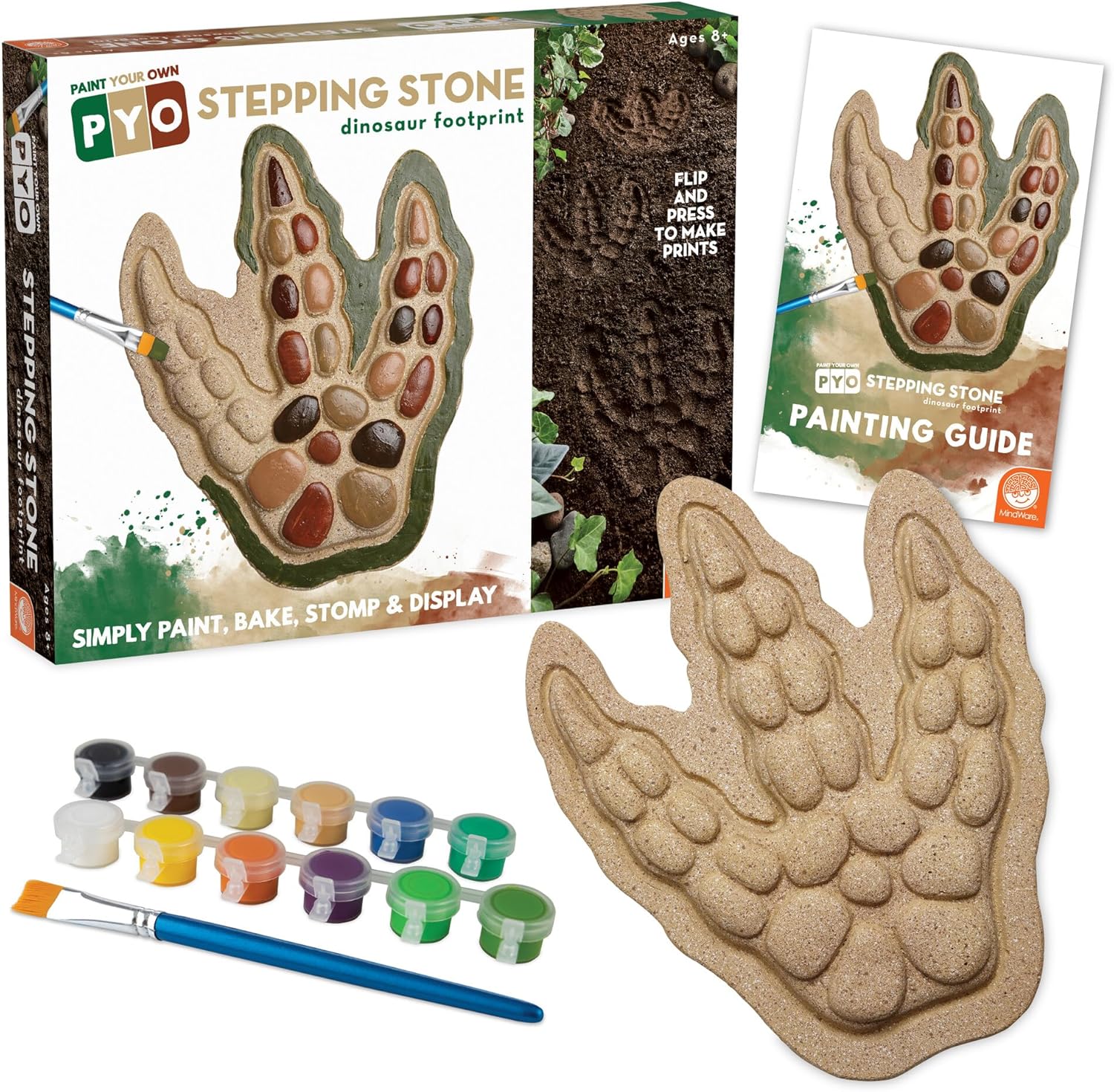 Amazon.com: MindWare Paint Your Own Stepping Stone: Dinosaur Footprint ...