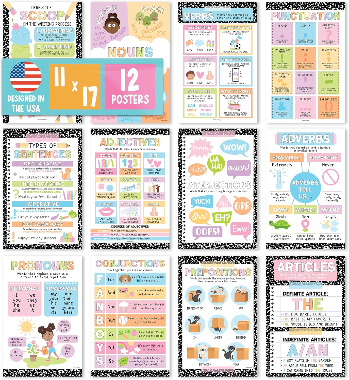 Hadley Designs Parts of Speech Posters For Classroom Philippines | Ubuy