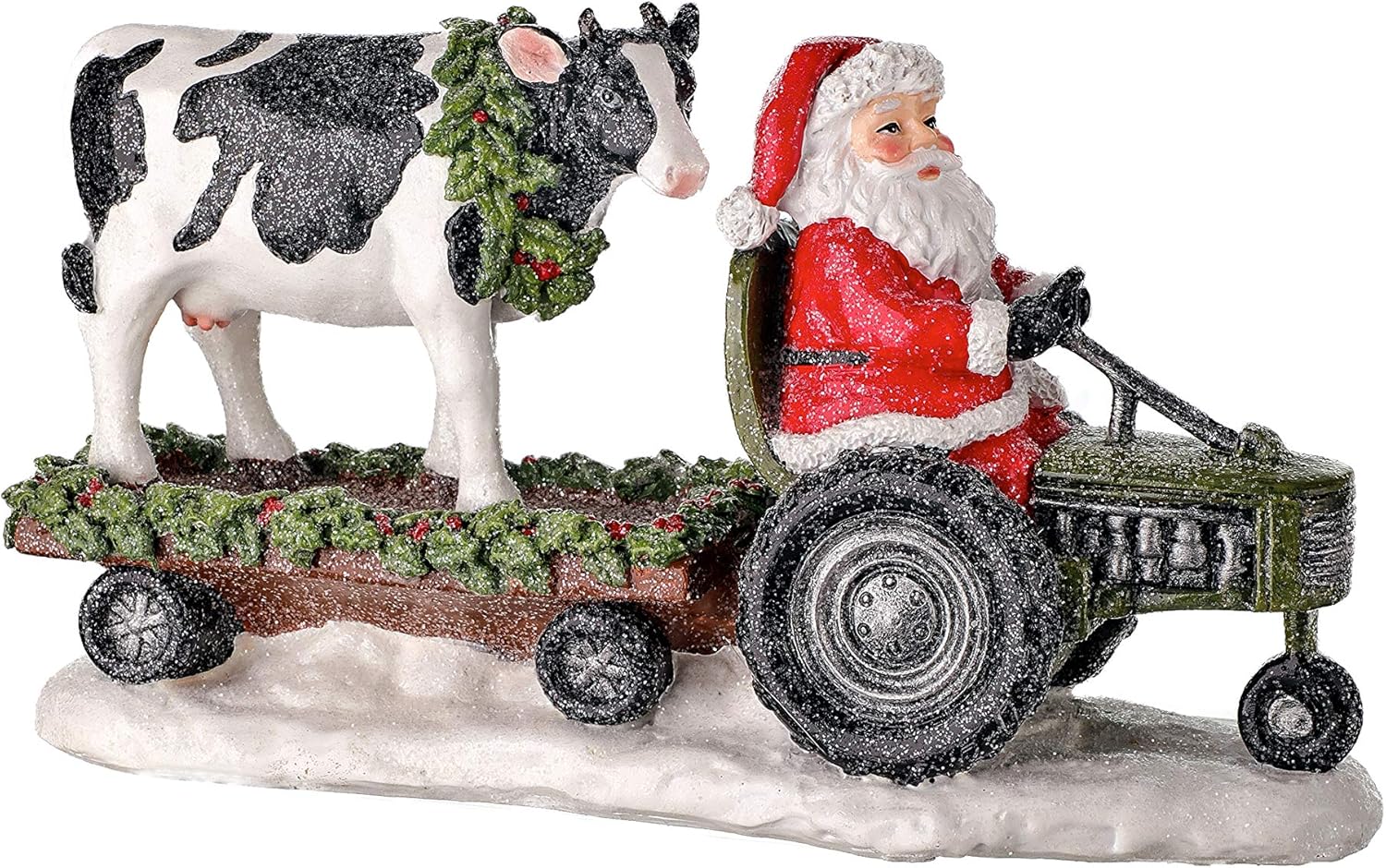 Amazon.com: Regency International 10" Santa Pulling Cow with Tractor ...