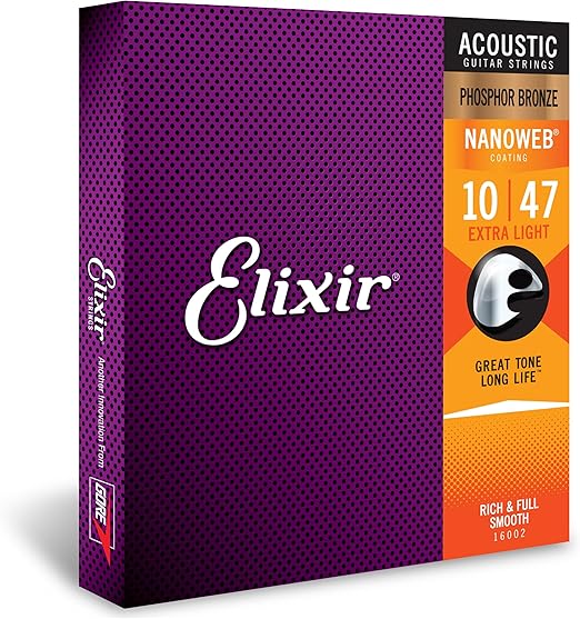 Elixir 16002 Strings Phosphor Bronze Acoustic Guitar Strings w NANOWEB ...