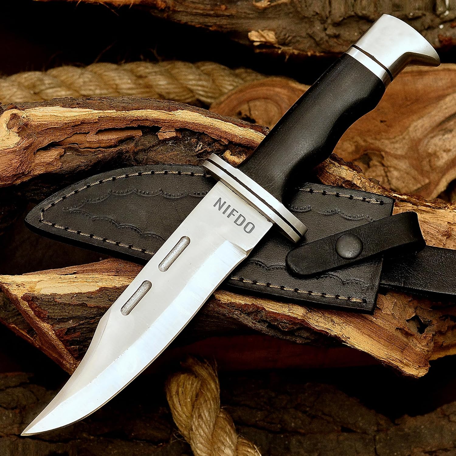 NIFDO Fixed Blade Hunting Knife Tracker Outdoor Survival Knife Tactical ...