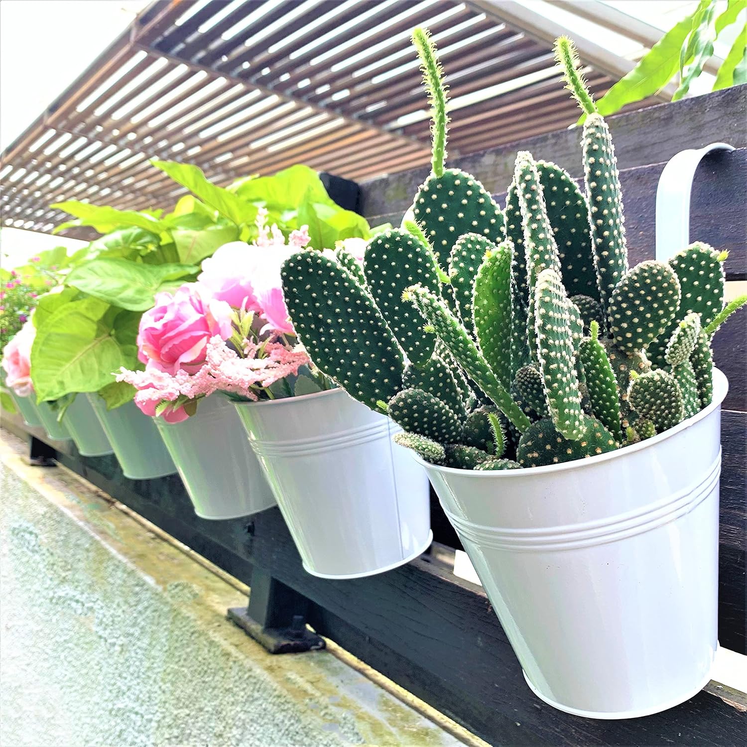 Amazon.com: Maxona Hanging Flower Pot -10 Pack, 6 Inch White Balcony ...