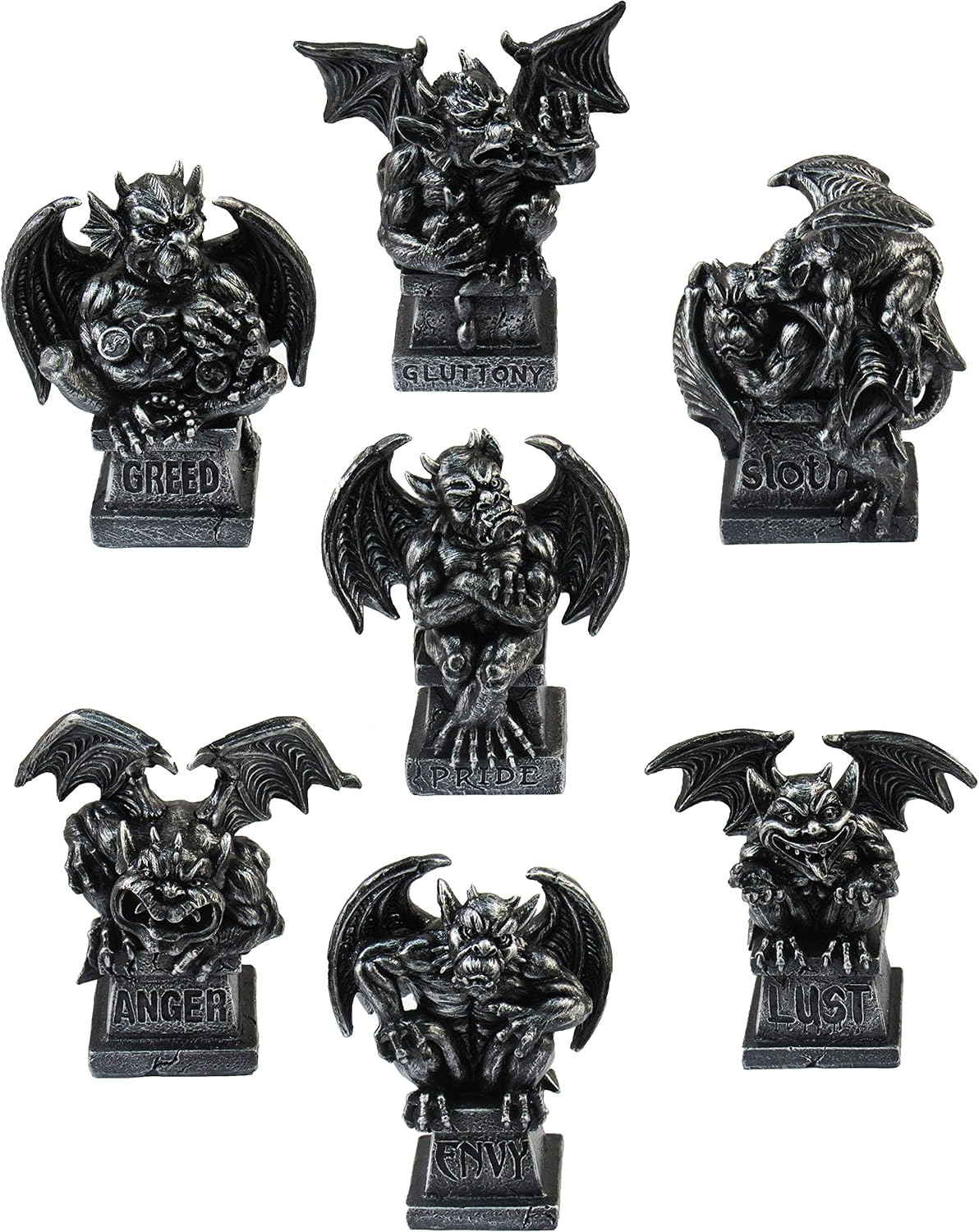 Amazon.com: DWK 4" The Deadly Seven Mini Gargoyle Figurines Gothic Sins ...