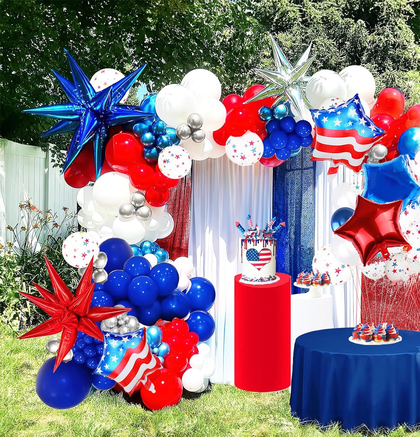 Amazon Kozee Red White And Blue Patriotic Balloon Garland Arch Kit