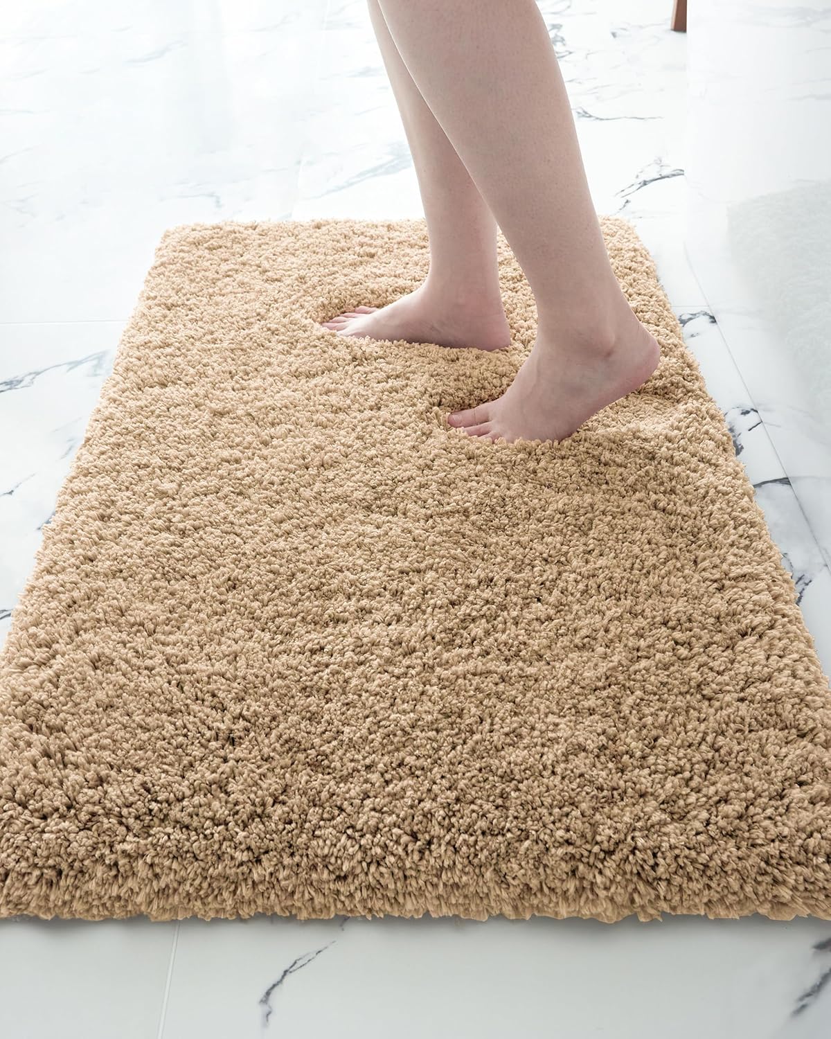 Amazon.com: Disolla Beige Bathroom Rug 24x48 Non Slip Fluffy Bath Mat ...