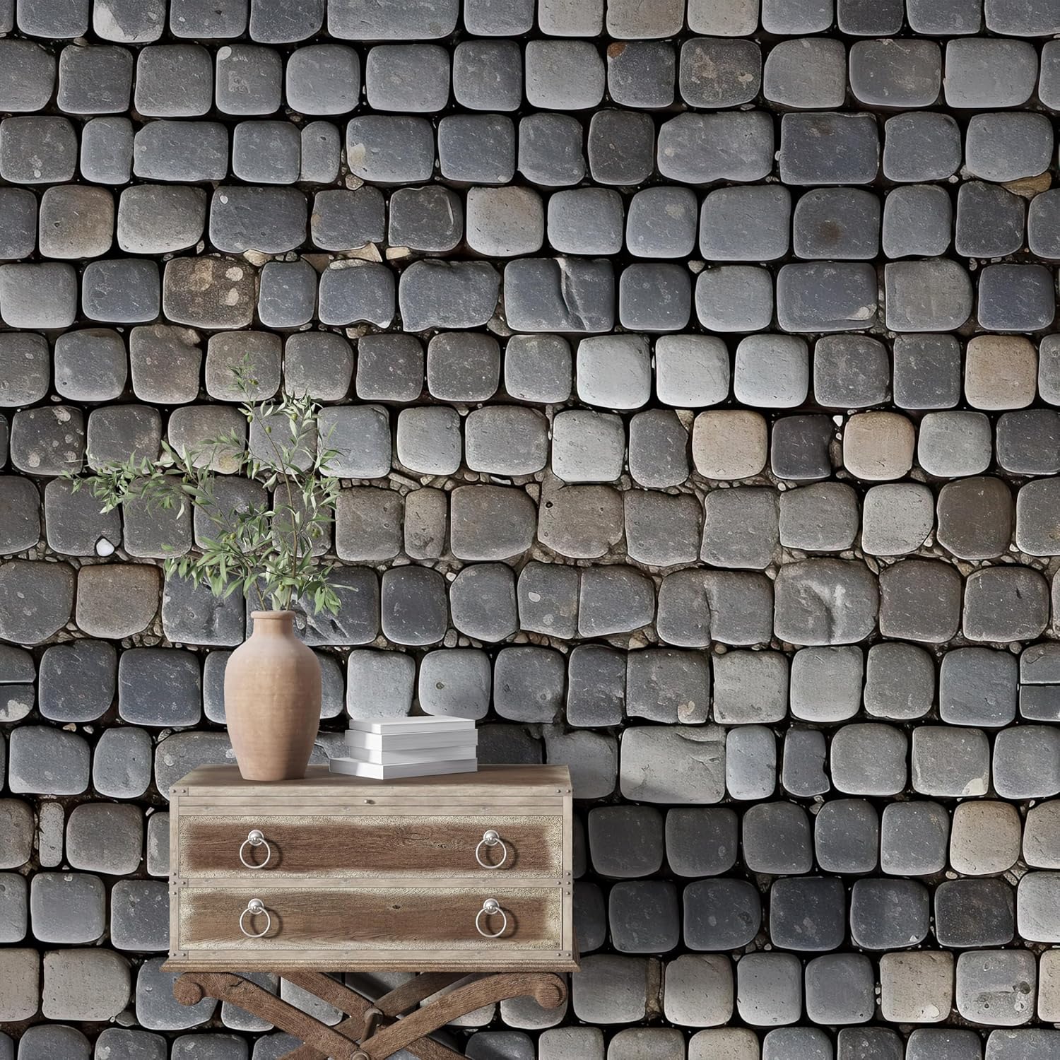 Grey Stacked Stone Contact Paper,Peel and Stick Wallpaper Rock Stone ...