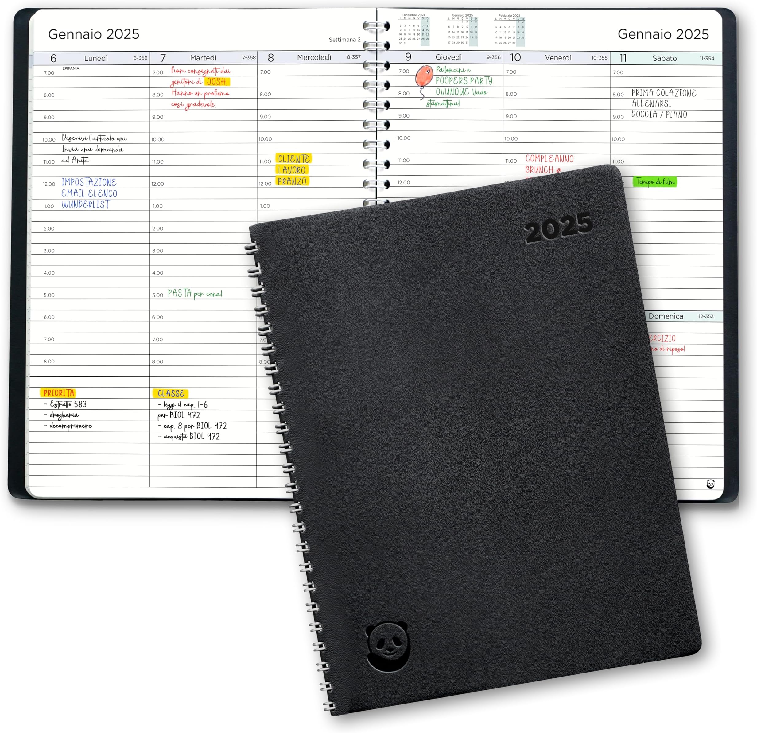 Diario 2025 di Smart Panda – Agenda 2025 Settimanale - Design Semplice ...