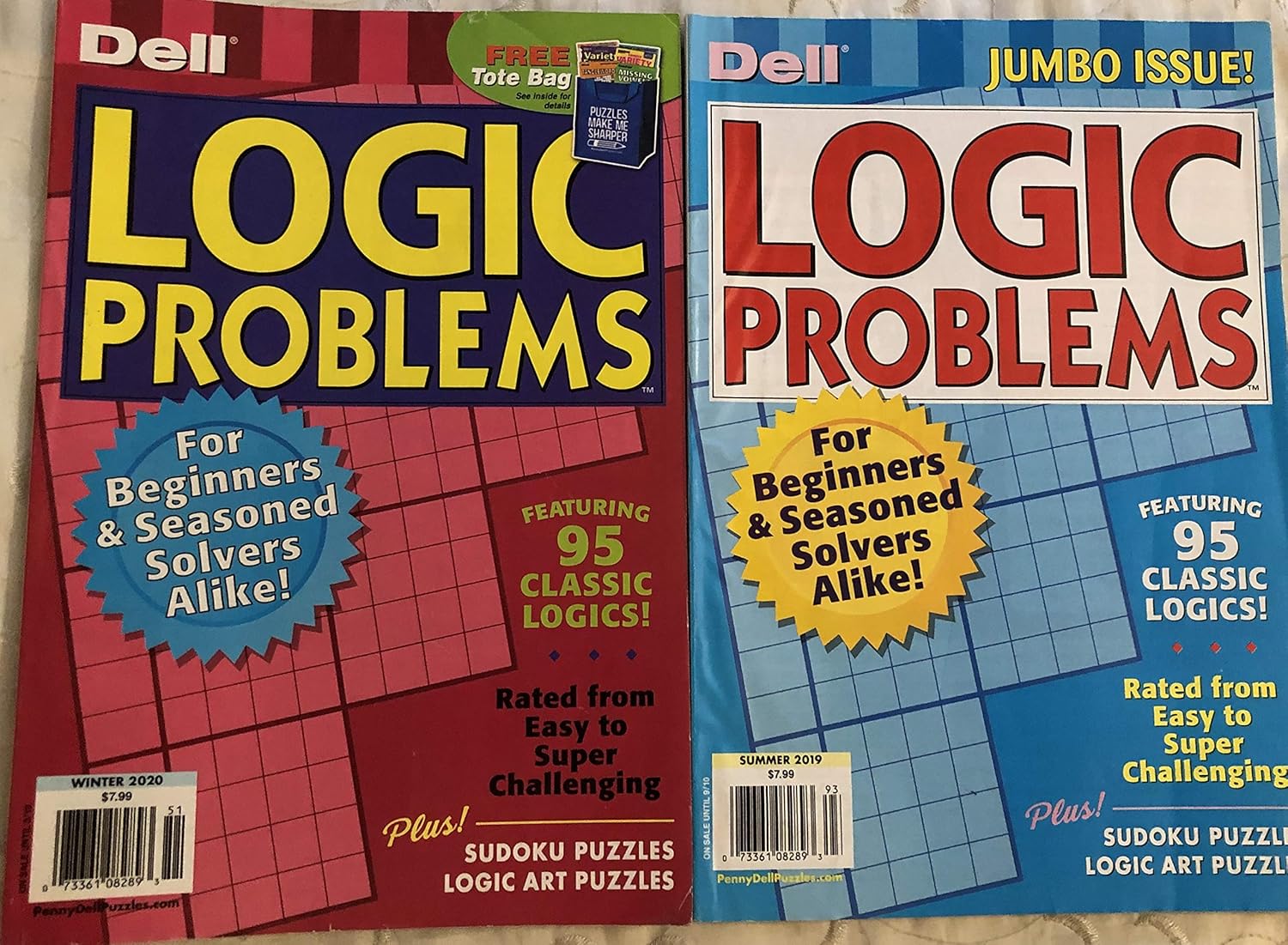 Lot of (2) Dell Jumbo Logic Lover's Logic Problems Puzzles Full Size ...