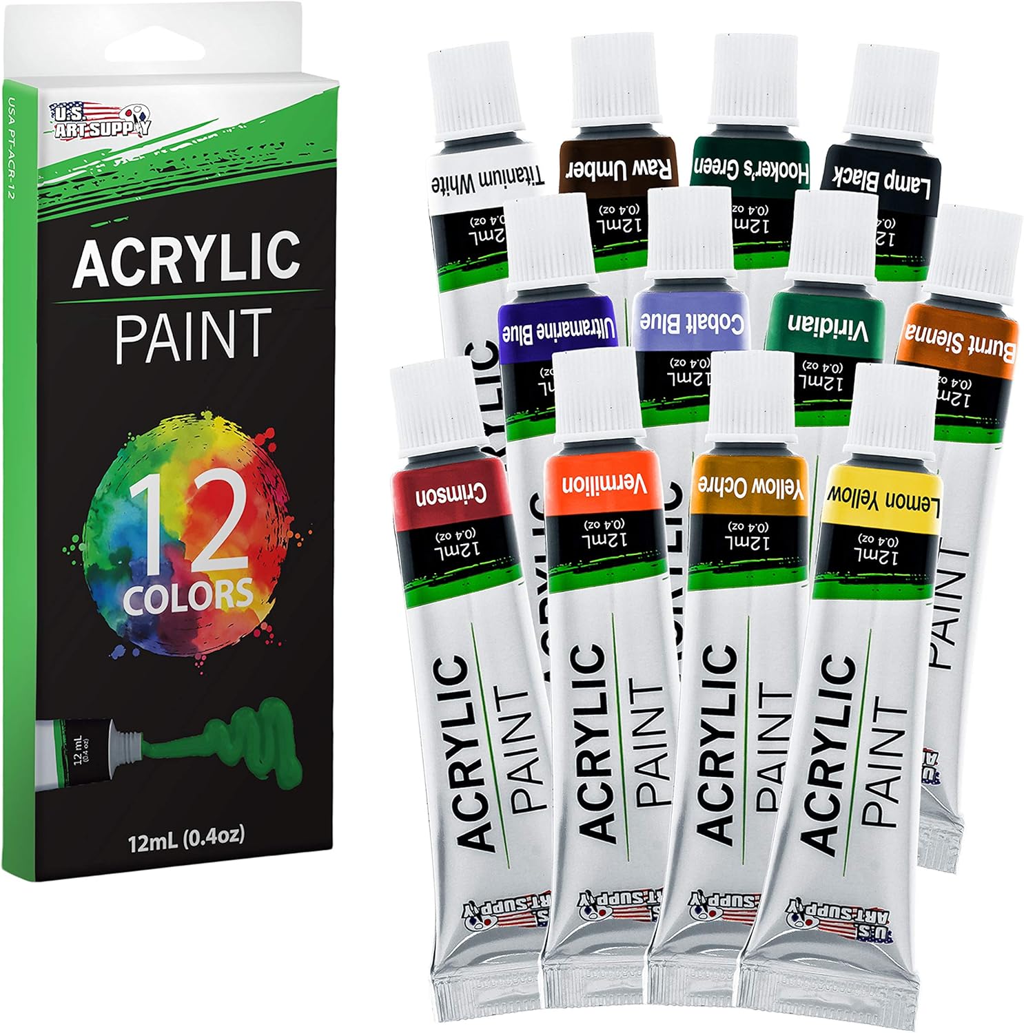 Amazon.com: U.S. Art Supply Professional 12 Color Set of Acrylic Paint ...