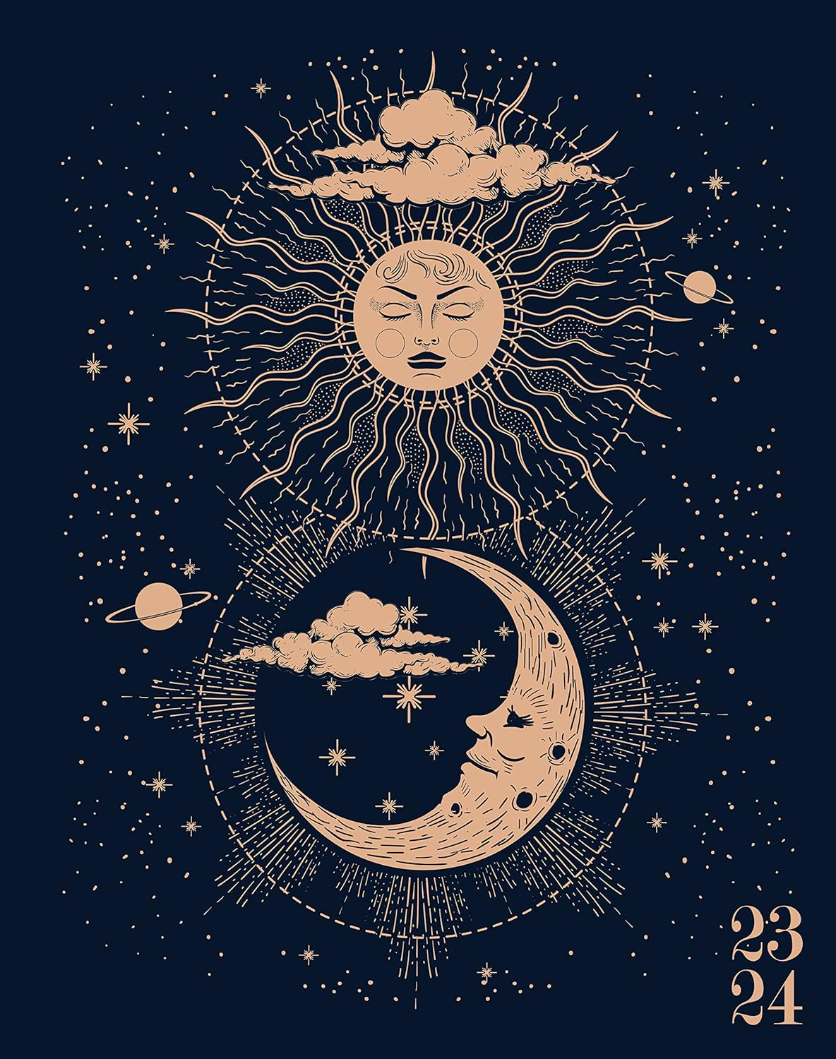 Celestial Soul 2023-24 7.5" x 9.5" Academic Booklet Monthly Planner ...