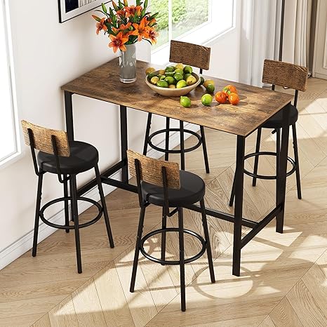 Amazon.com - Tatub Bar Table and Chairs Set of 4, 5 Piece Counter ...