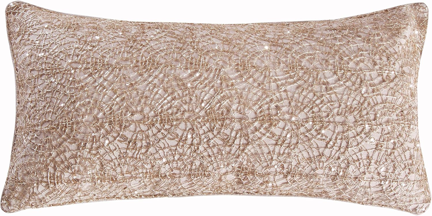 Amazon.com: Levtex Home Spruce Gold Overlay Pillow, Natural, Holiday ...