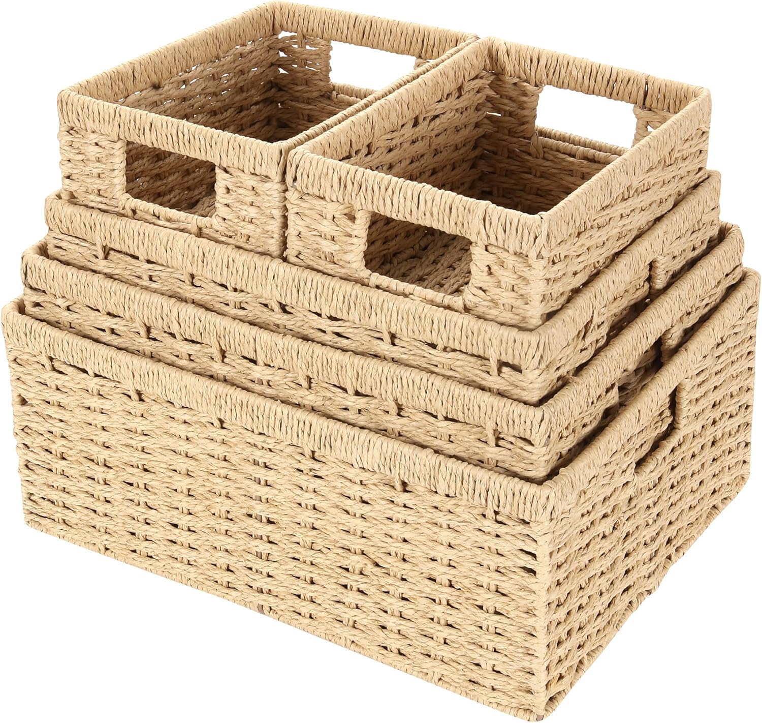 Amazon.com: Wicker Storage Basket, 16 Inch Set of 5 Large Baskets for ...