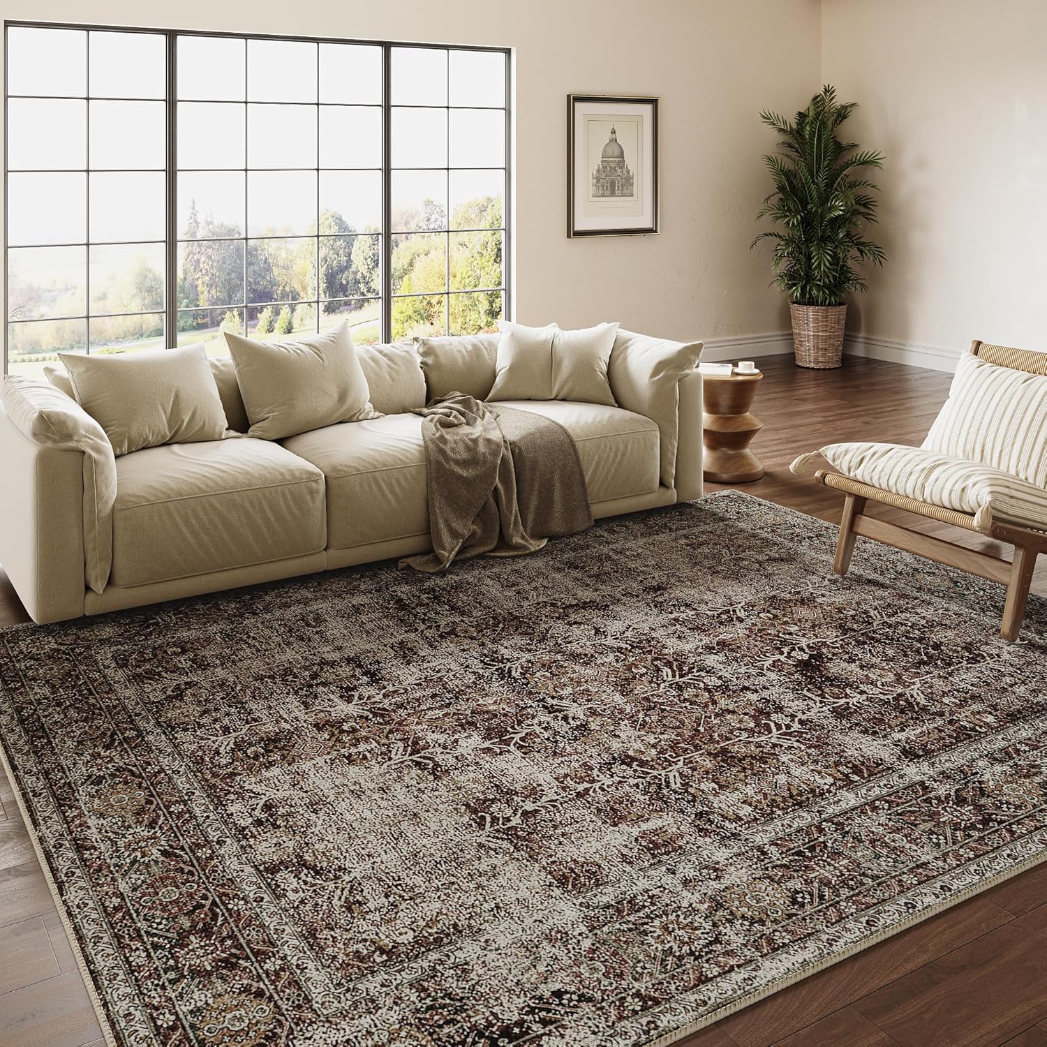 Amazon.com: PureCozy Vintage Area Rug 5x7 Rust Red Bedroom Rug Indoor ...