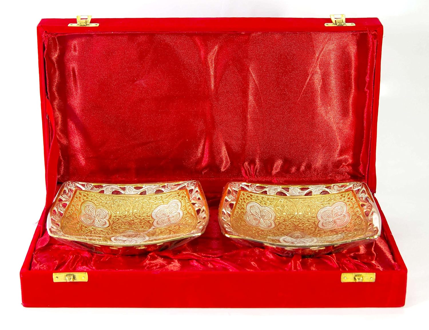 Buy Parampara Golden Jali Double Bowl Set (34x7x18) CM Online at Low ...
