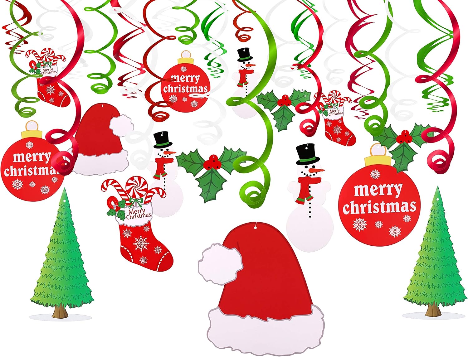 Amazon.com: Konsait Christmas Hanging Swirl Decoration Kit(30pcs ...